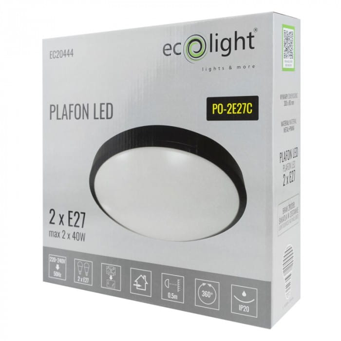 Plafon LED 24V AC/DC 20W 4000K natynkowy okrągły czarny Led-Byt.pl